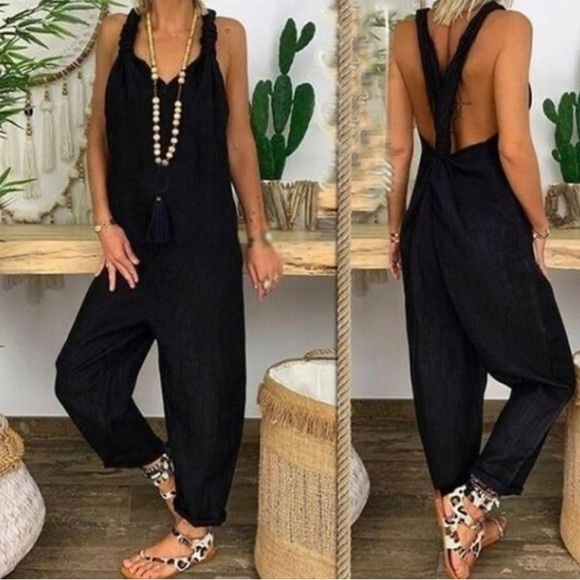 Leah Rosa | Pants & Jumpsuits | Leah Rosa Womens Long Wide Leg Overalls ...